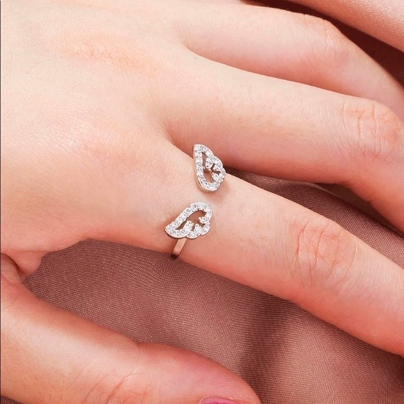 Jewelry | Silver 33 Rhinestone Wing Ring | Poshmark